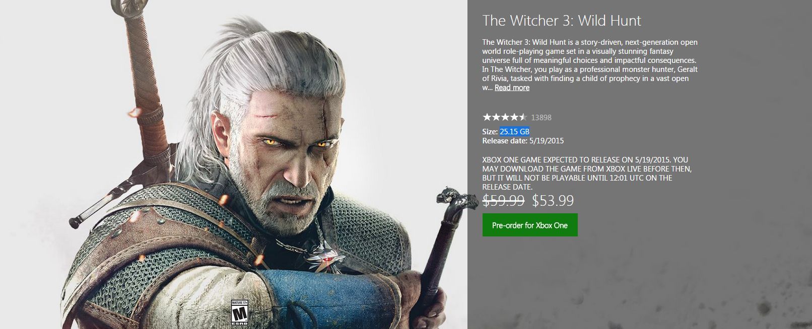 The Witcher 3: Wild Hunt's Install Size on Xbox One Revealed; PS4 ...