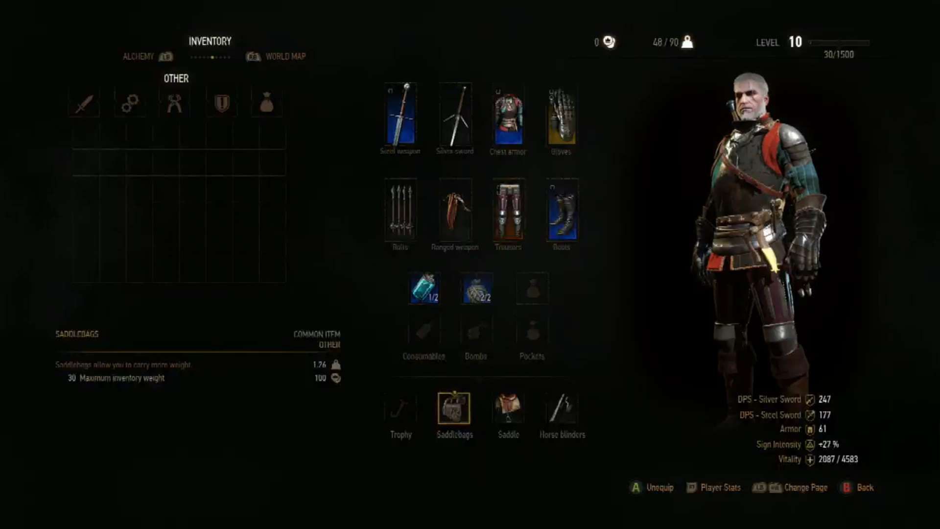 Check Out The Witcher 3's Menus, Skills, Equipment, Horse Equipment and ...