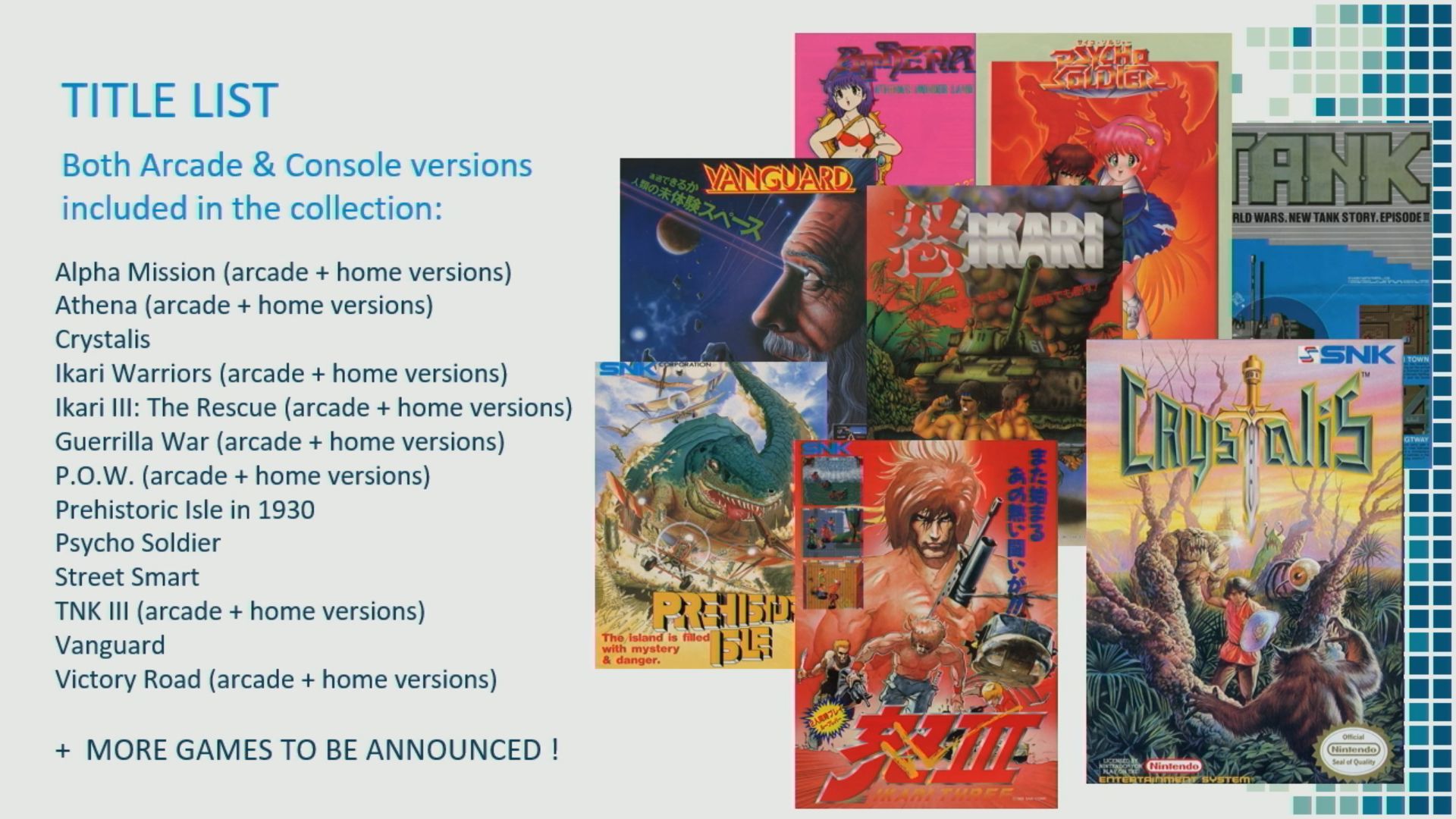 SNK 40th Anniversary Collection Announced: Crystalis, Ikari Warriors ...