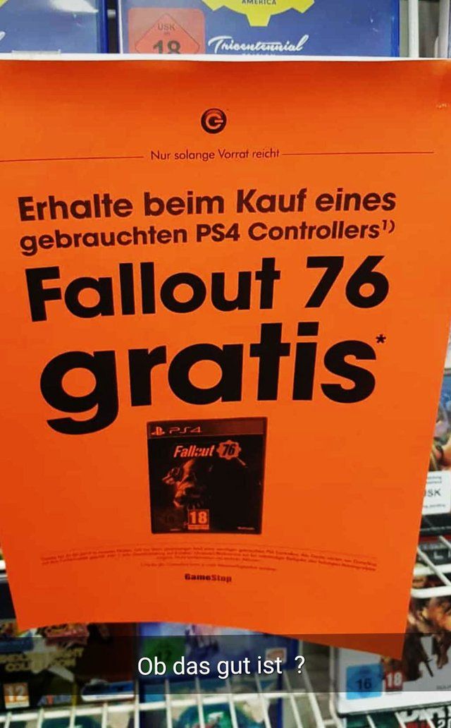 GameStop Germany is Offering Fallout 76 for Free When You Buy a Used ...