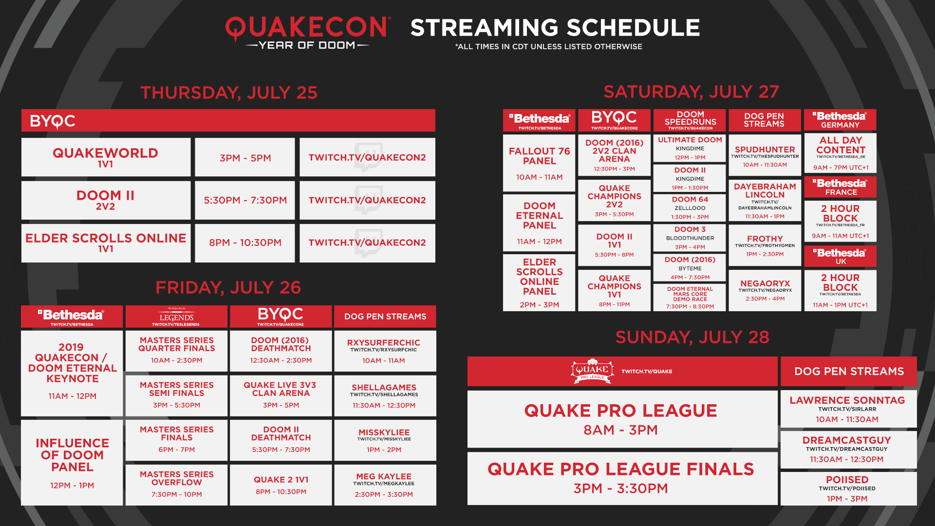 Quakecon 2020 Quakecon At Home Schedule Released