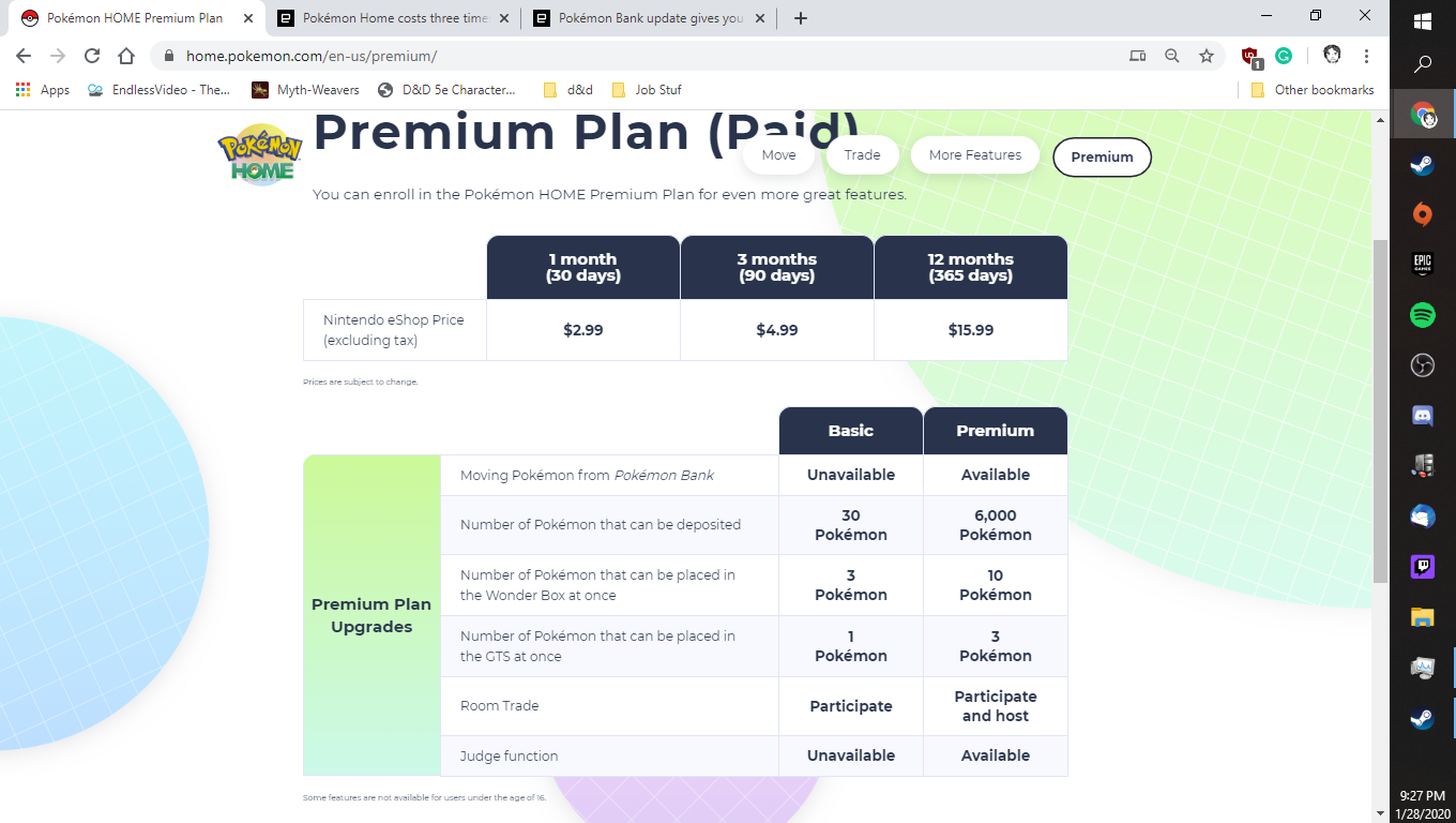 Pokemon Home Premium Plan and Features Revealed