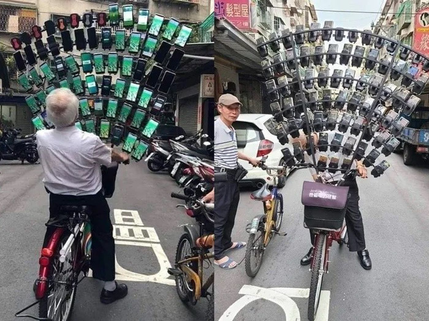 Pokémon Go Grandpa Levels Up His Bike to Carry 64 Smartphones
