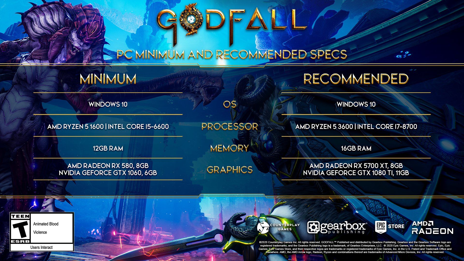 Godfall PC Specs Have Officially Been Revealed