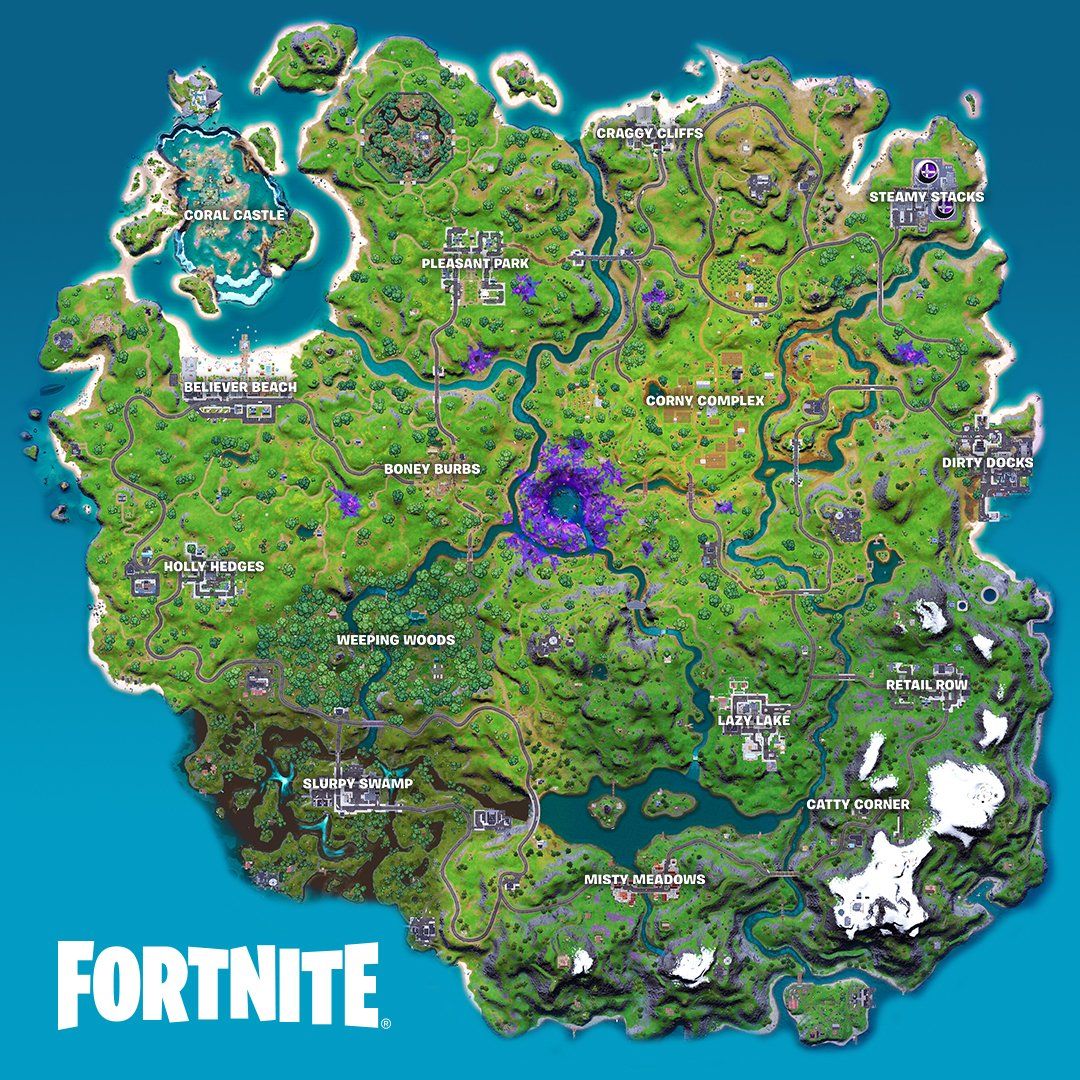 Fortnite Chapter 2 Season 7 Map - The Spire Is Gone