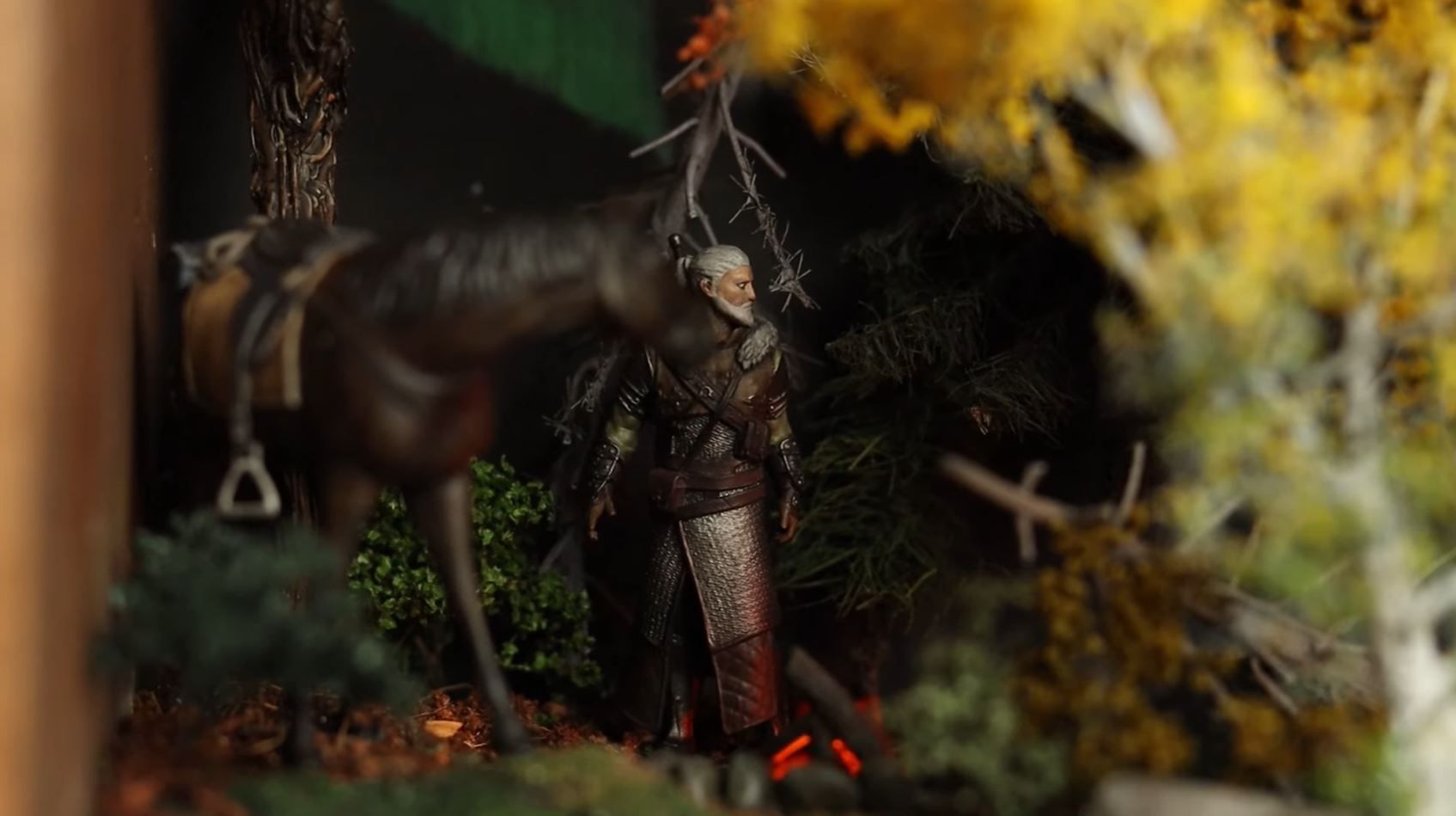 Fan-made Witcher Diorama Depicts Misty Scene of Geralt Hunting a Leshy