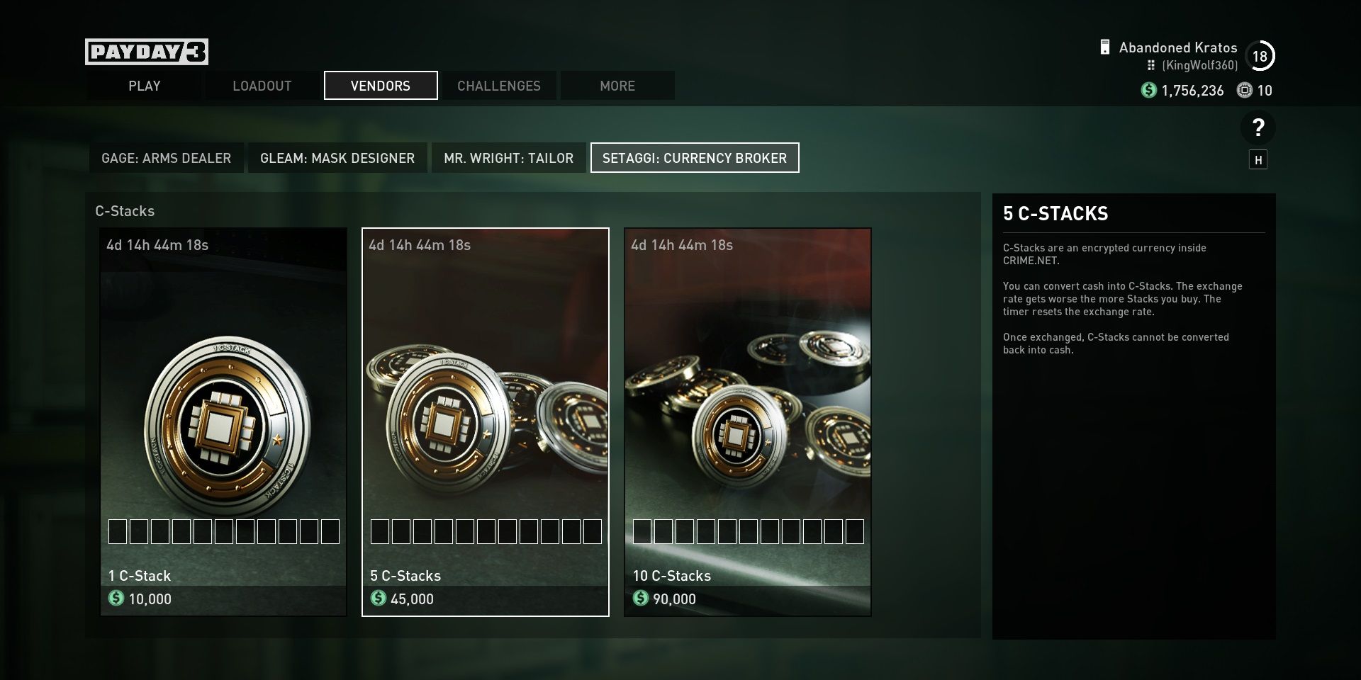 Payday 3: How To Earn C-Stacks