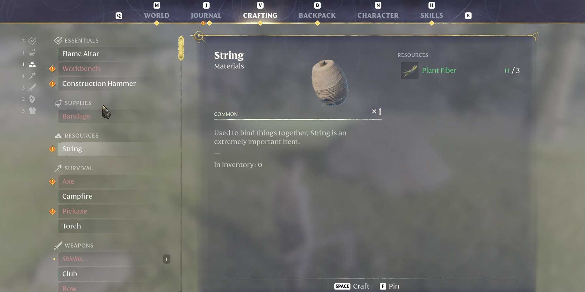 Enshrouded: How To Craft String