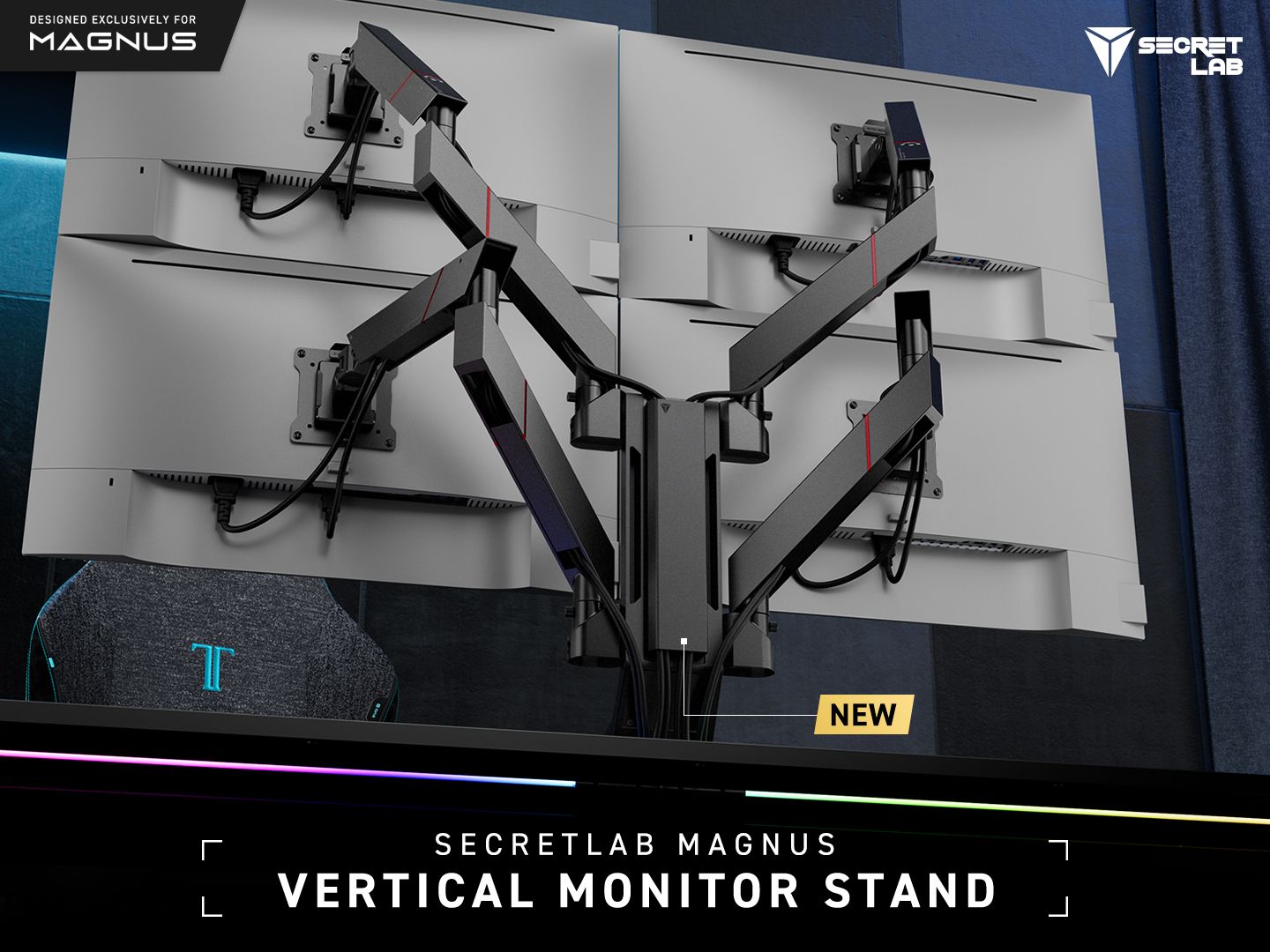 Secretlab's New Vertical Monitor Stand Maximizes Screen Space